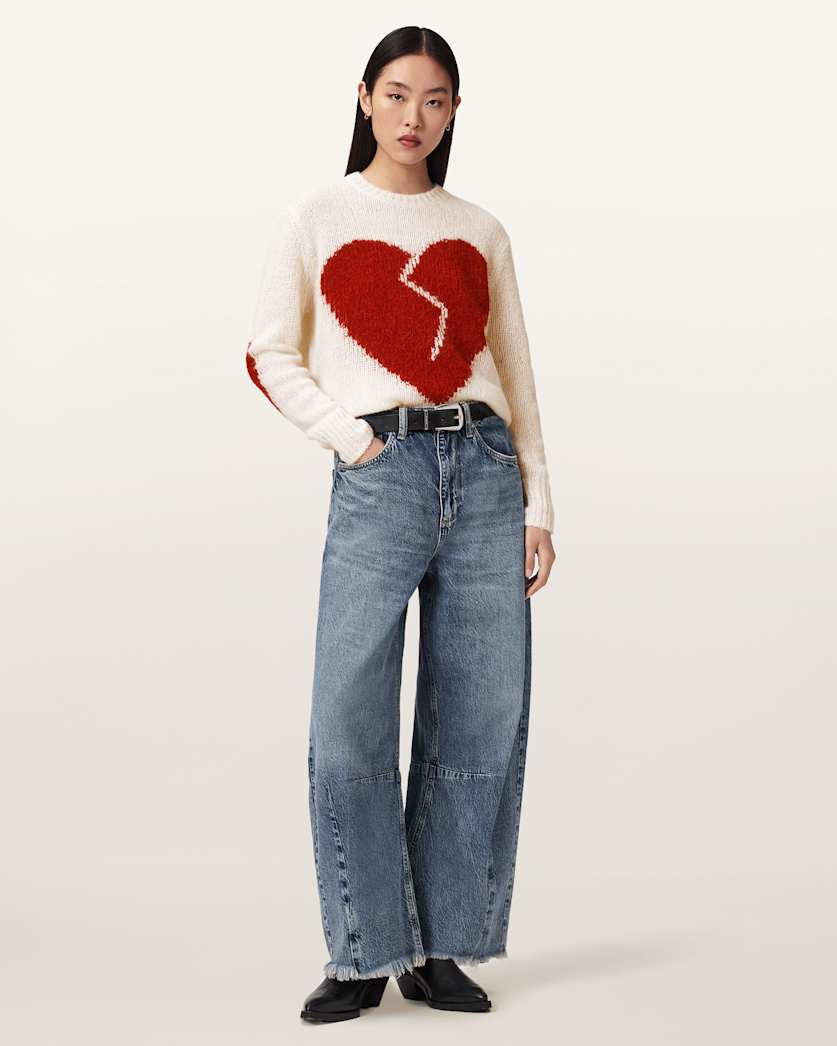 Luvheart Crew Neck Jumper ECRU WHITE/RED | ALLSAINTS DE